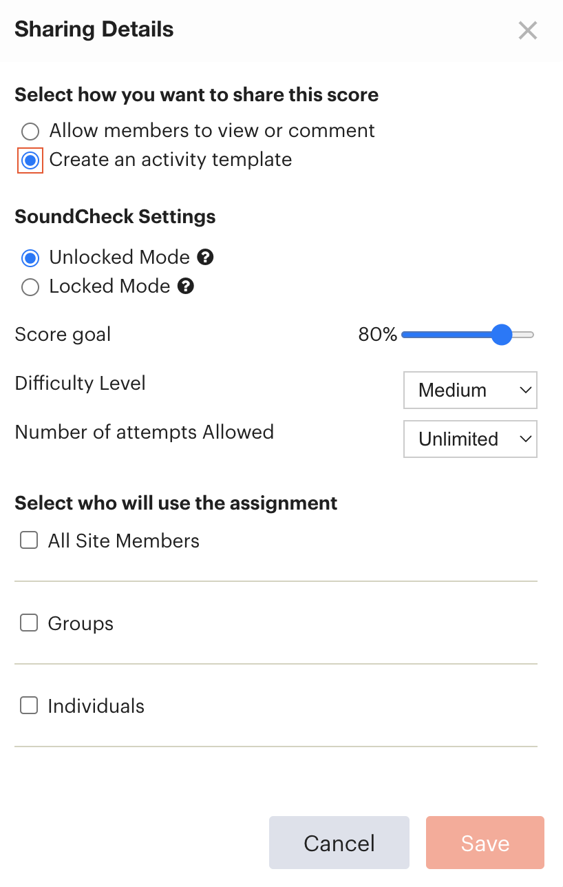 Creating and Assigning SoundCheck™ Scores in Noteflight Learn – Noteflight Support
